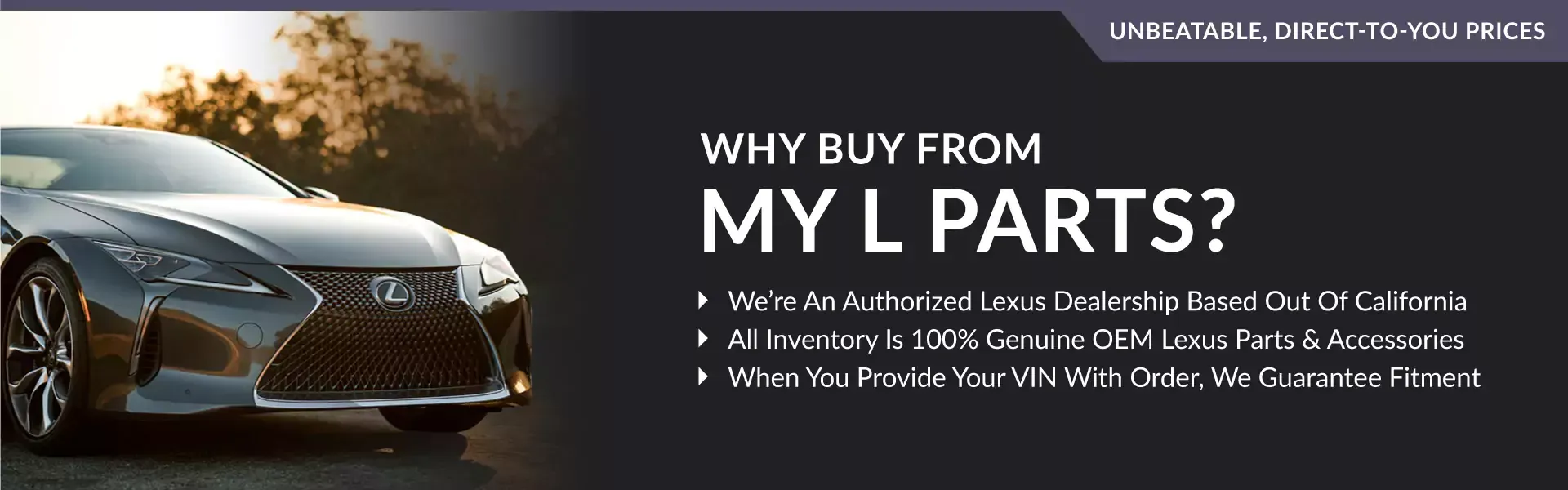My L Parts | OEM Lexus Parts & Accessories | Manufacturer Warranty